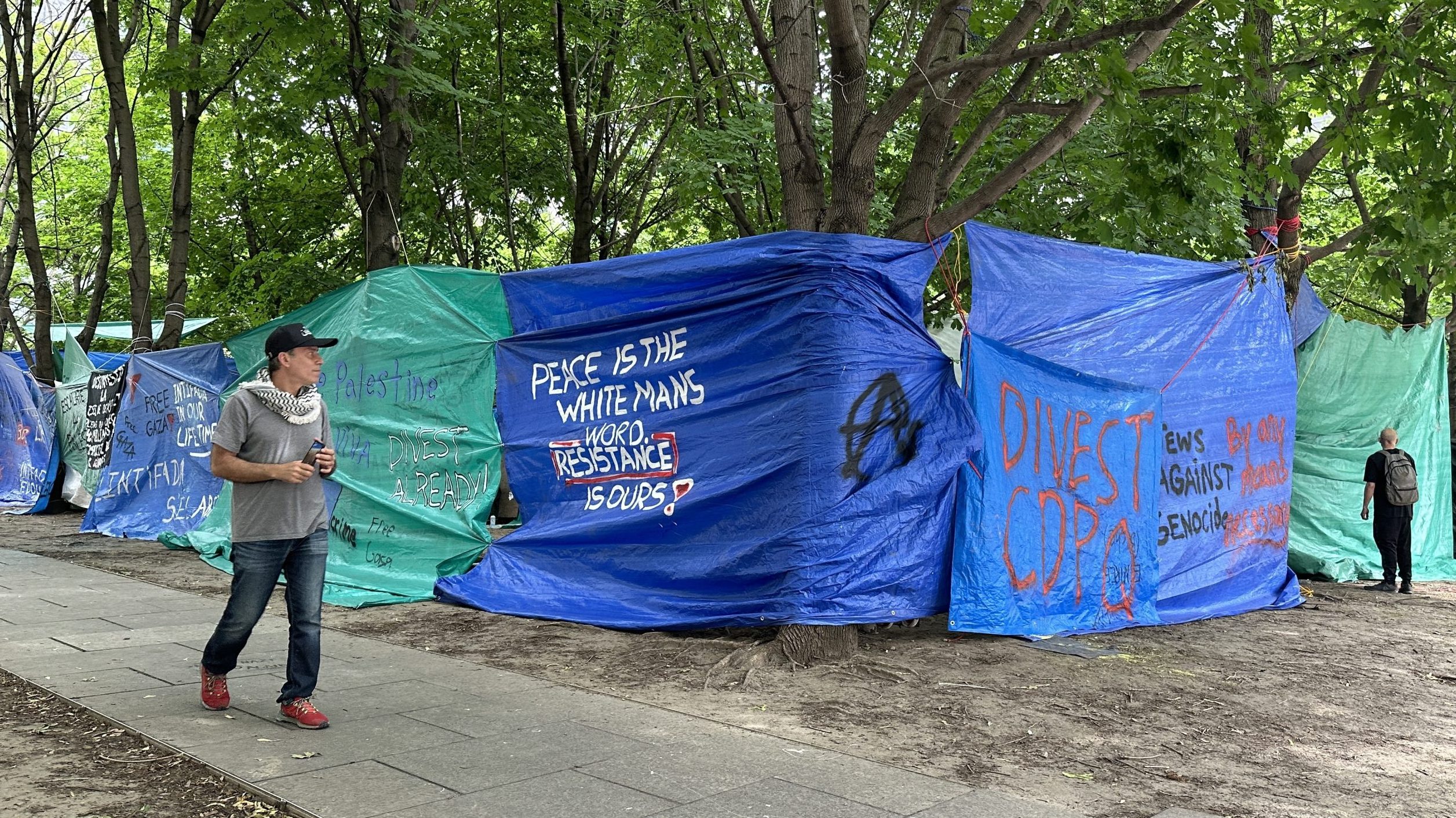 Pro-Palestinian encampment goes up at Victoria Square