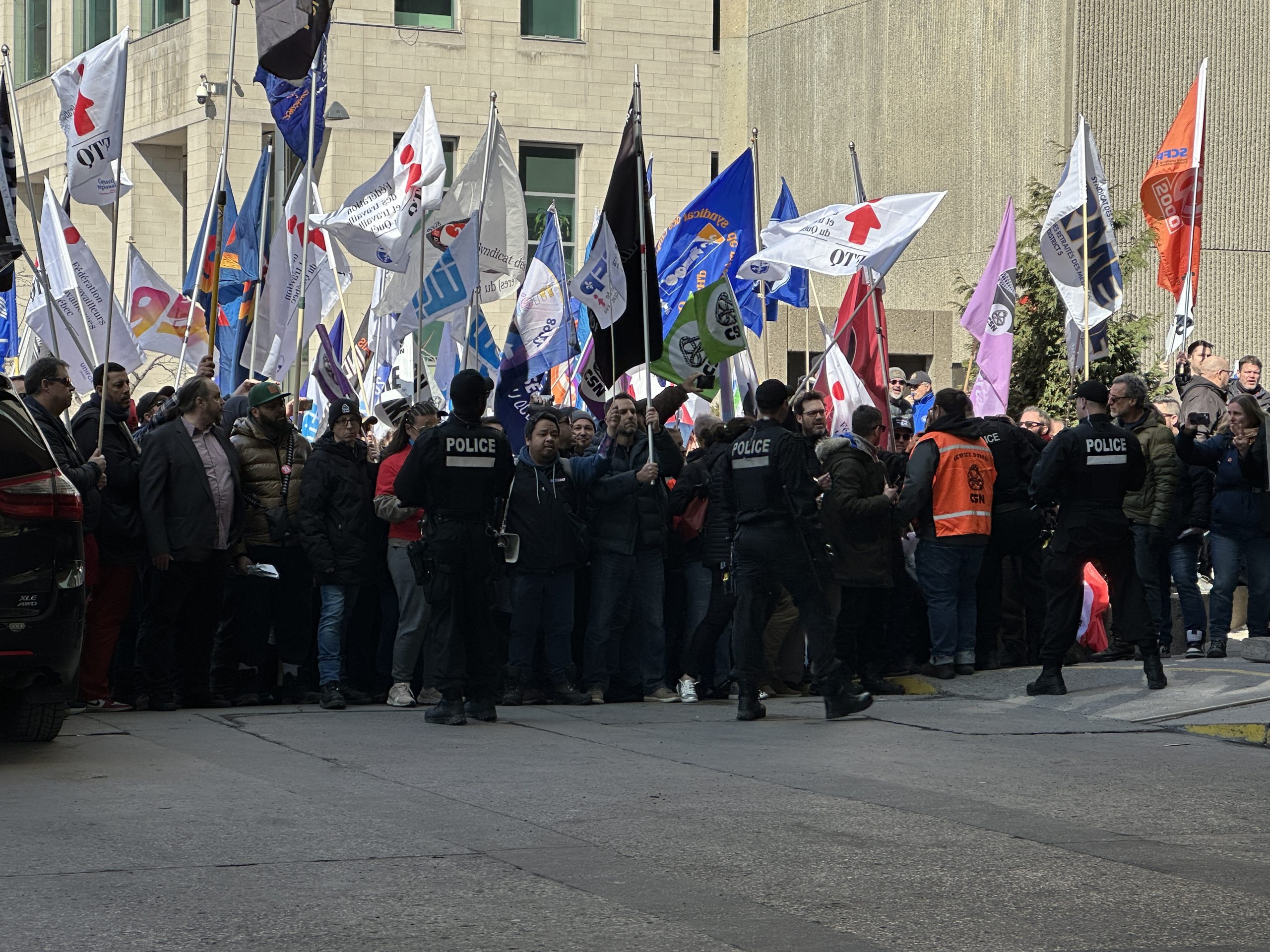 Labour unions protest against Quebec’s Bill 89 aimed at limiting ...