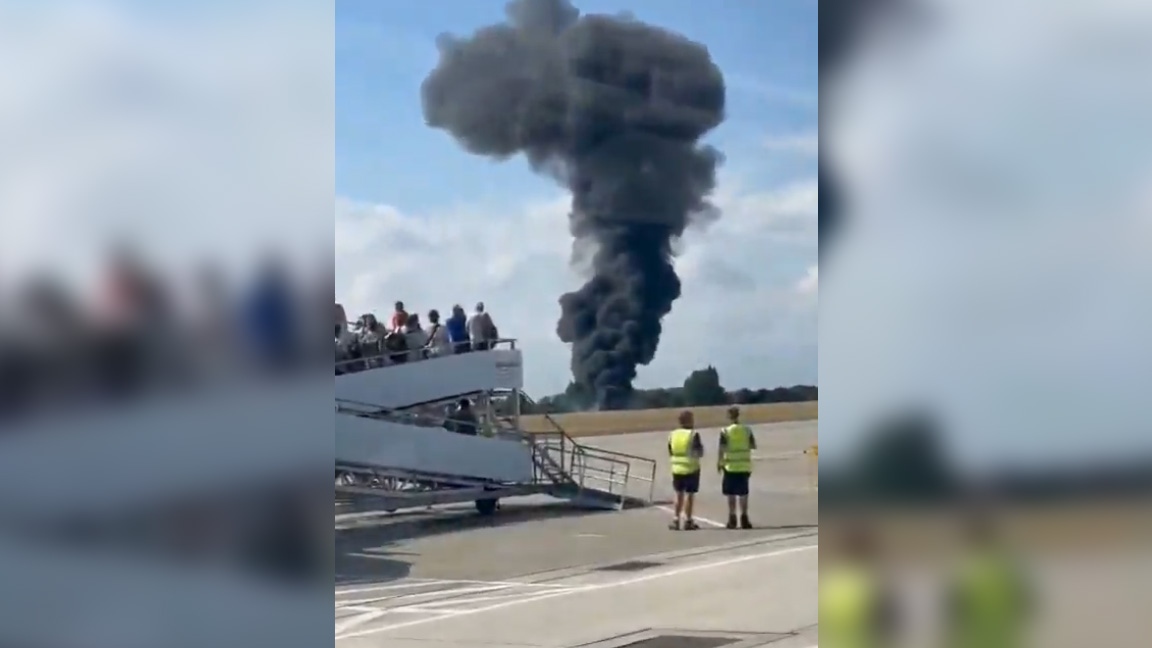 Emergency services on scene of small plane crash at London Southend Airport