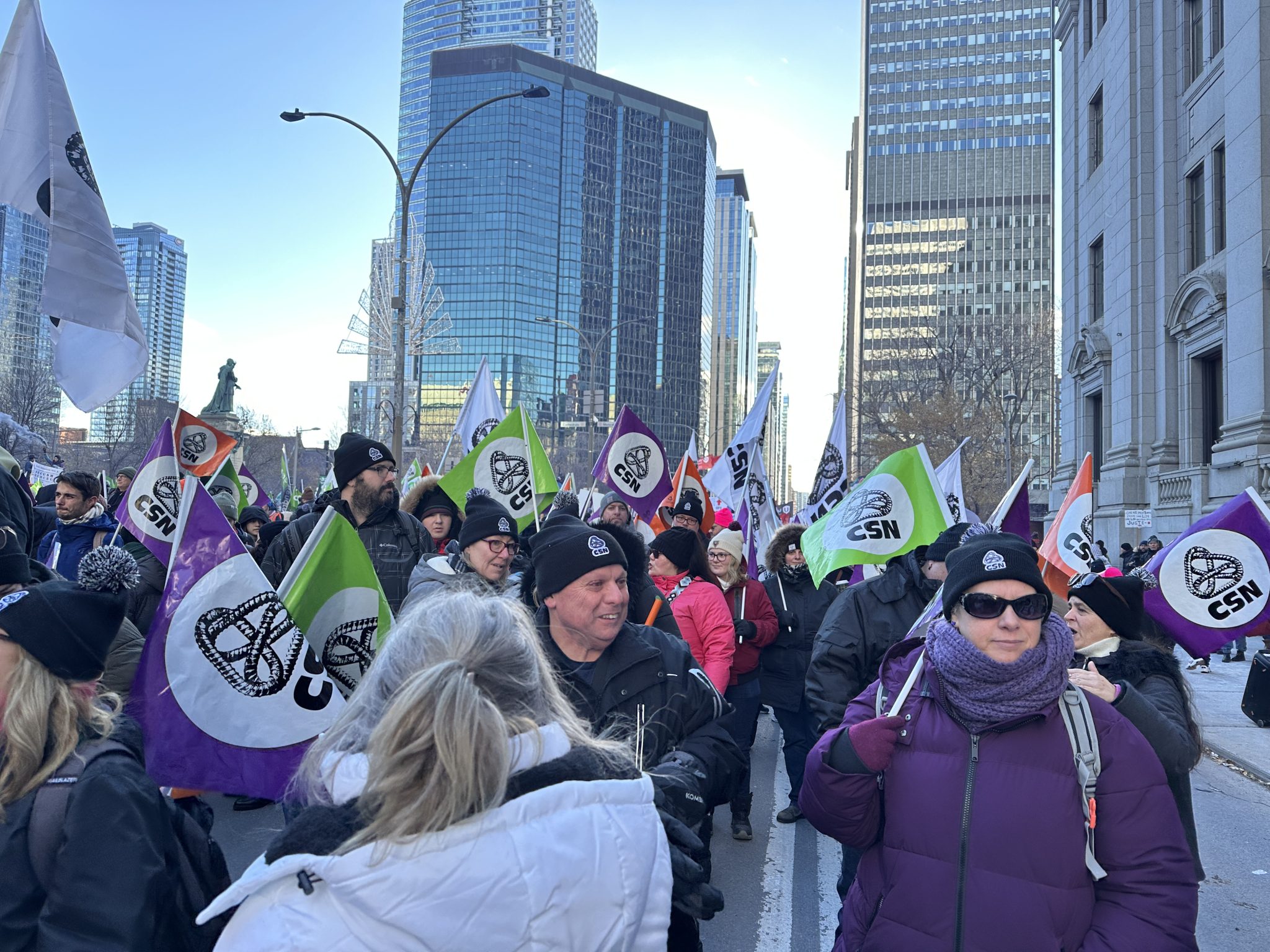 Downtown Montreal packed as thousands rally against anti-union measures ...