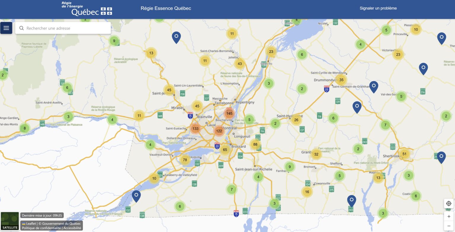 New tool provides map of gas prices in real time across Quebec